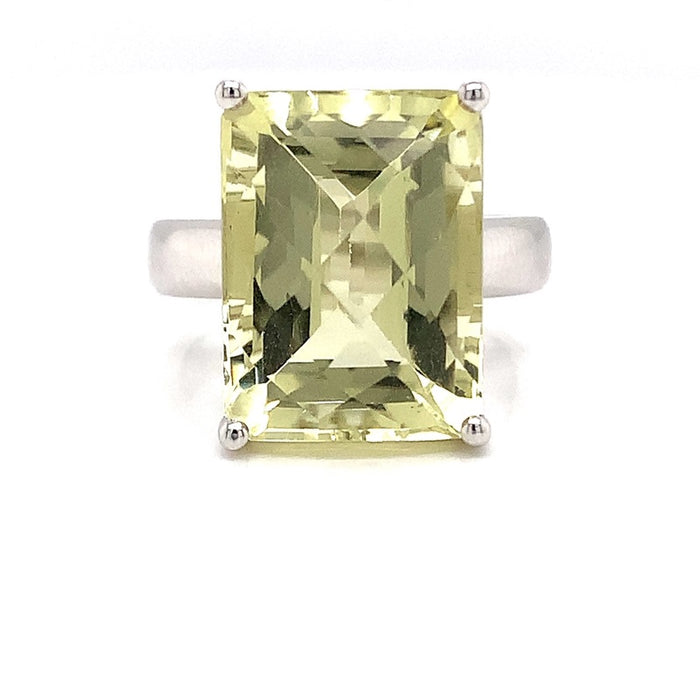 9ct White Gold 14.25ct Lemon Quartz Ring – Checkerboard Cut – Parrys ...